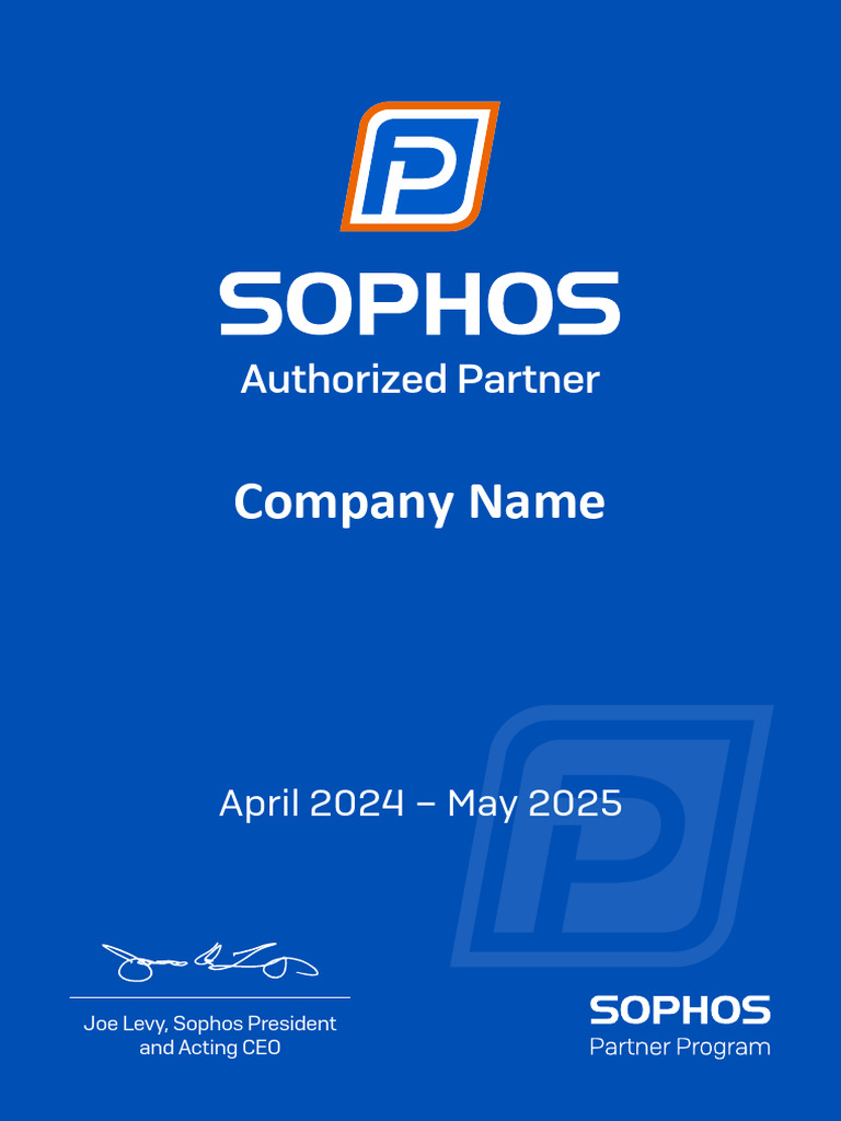 Sophos Authorized Partner Level Certificate A4 | PDF
