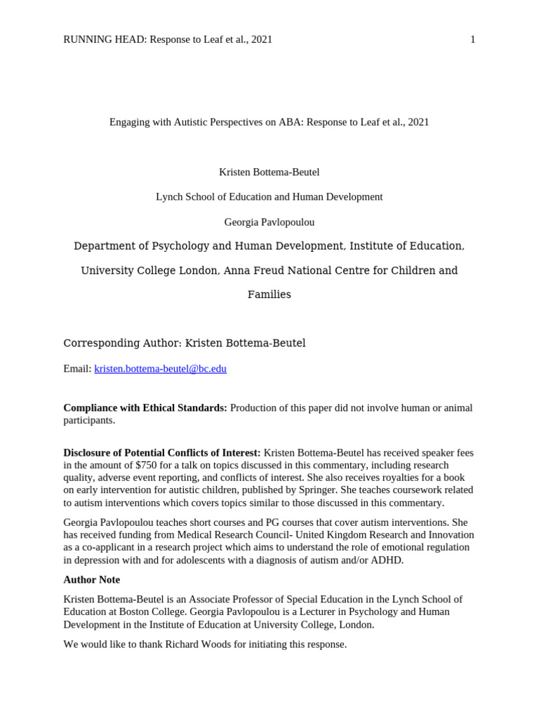 Autism and ABA Controversy Article | PDF | Autism | Psychological Concepts