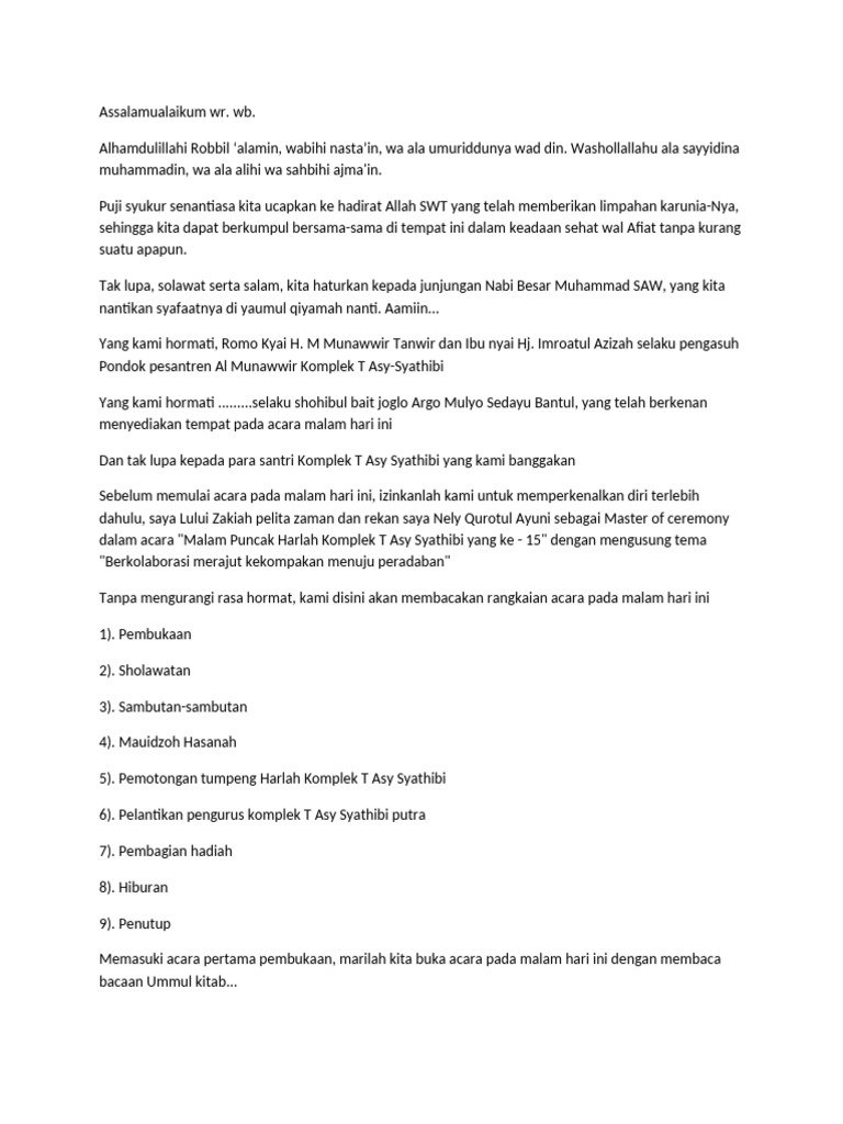 Teks MC Puncak | PDF