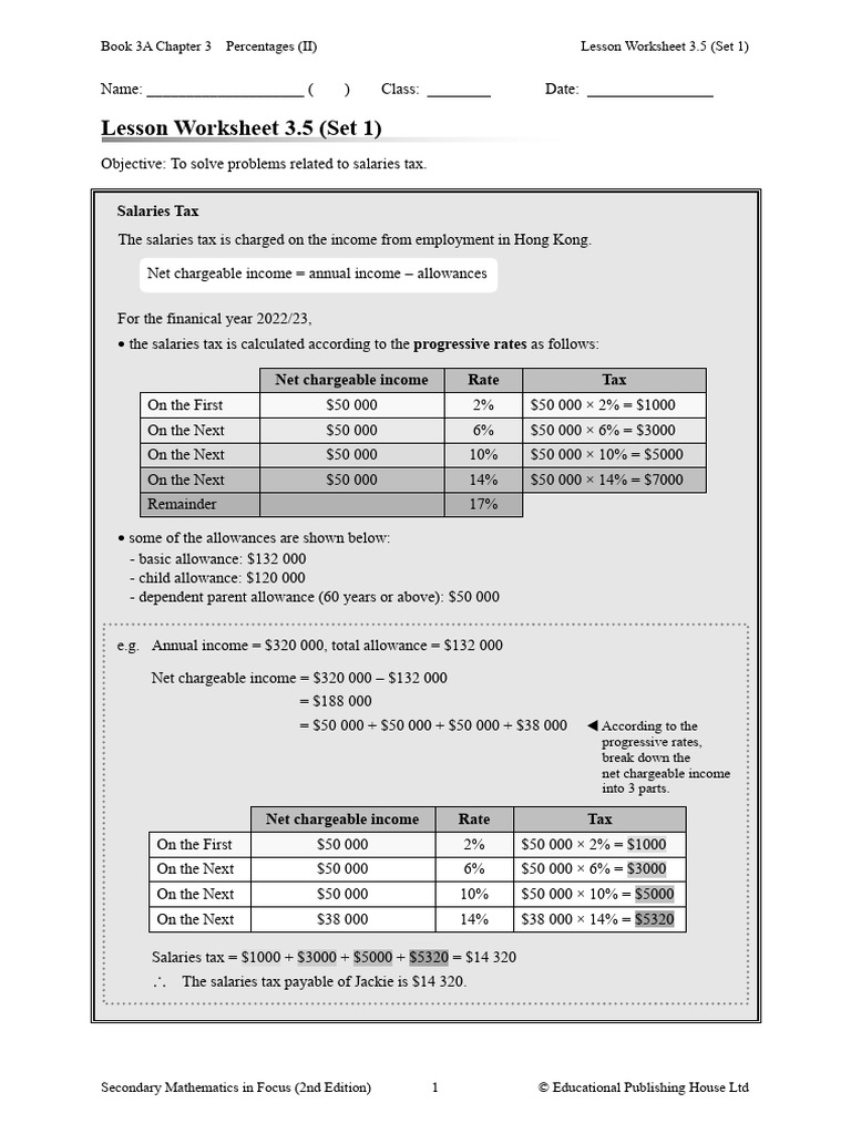 Salaries Tax Calculation Worksheet | PDF | Economies | Taxation