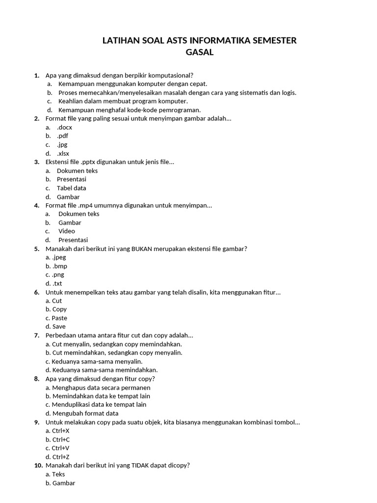 Latihan Soal ASTS Informatika Gasal | PDF