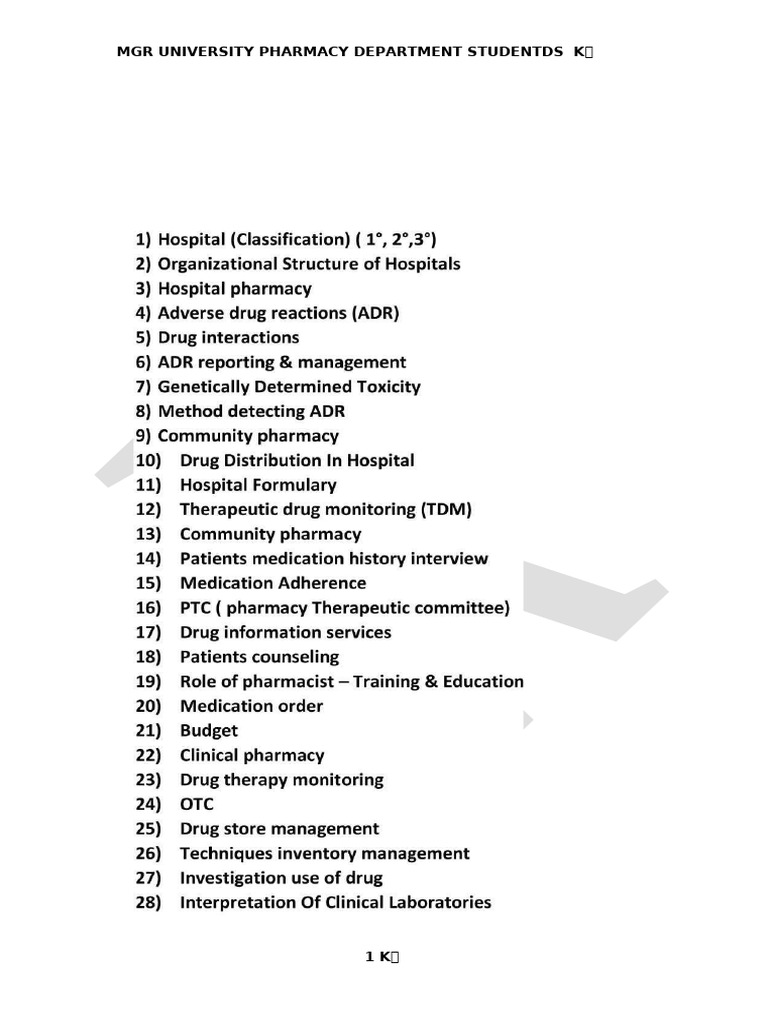 7th Sem Pharmacy Practice Notes | PDF