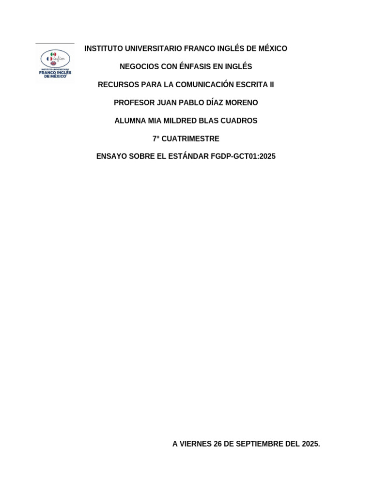 Estándar FGDP-GCT01:2025 y Calidad Total | PDF | Calidad (comercial ...