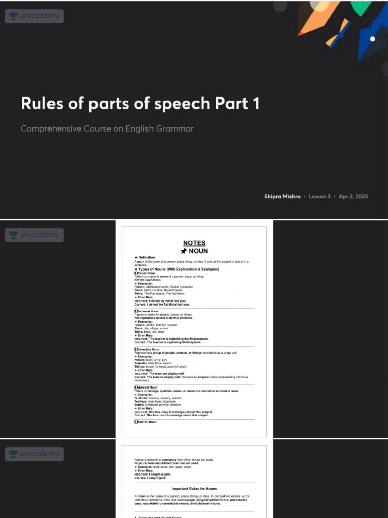 Rules of Parts of Speech Part 1 No Anno 1743839768426 | PDF