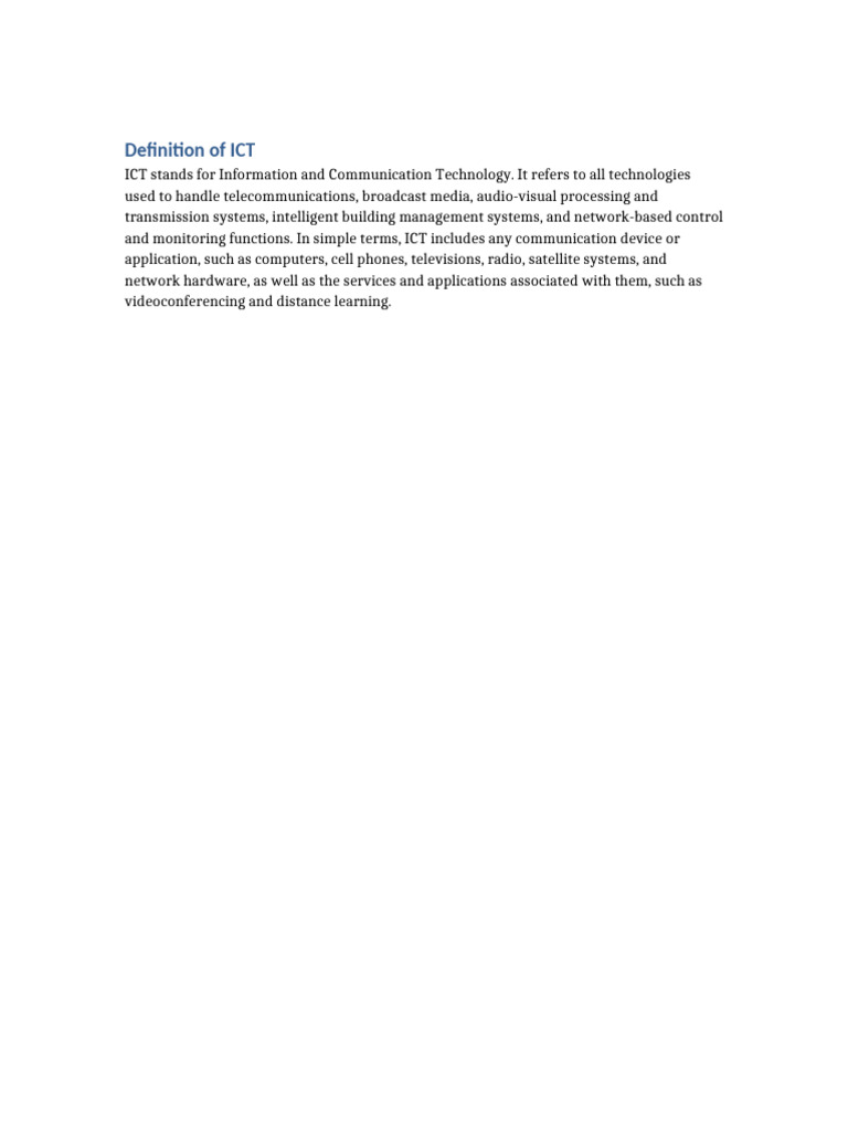 Definition of ICT | PDF