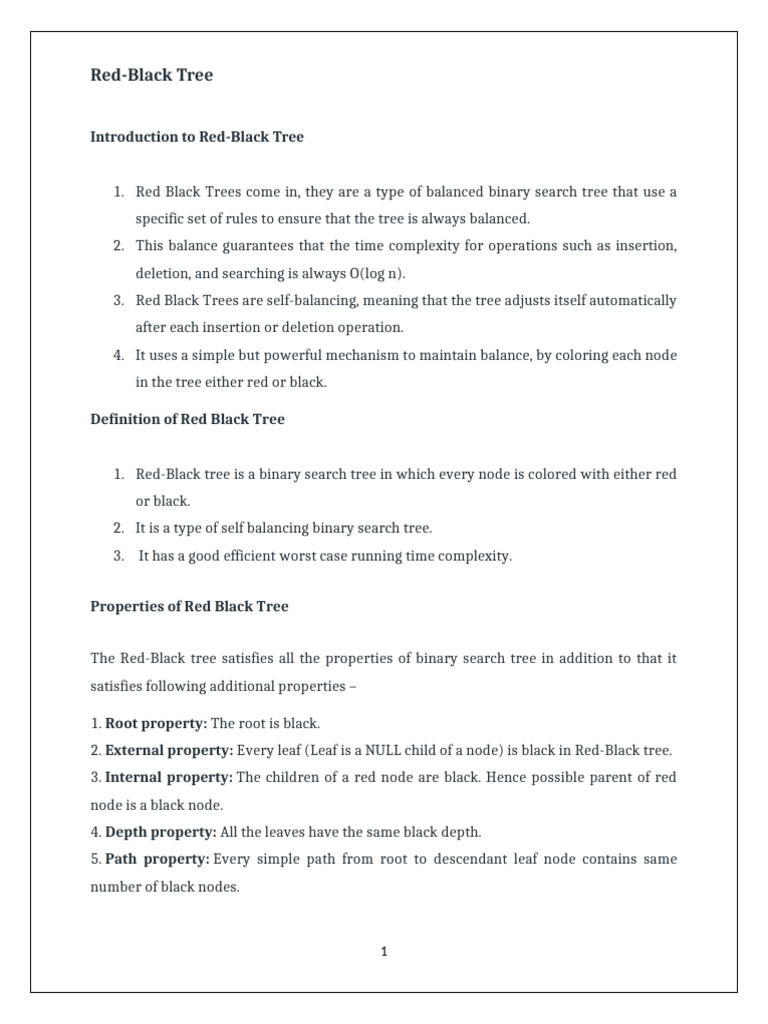 Overview of Red-Black Trees | PDF | Algorithms And Data Structures ...
