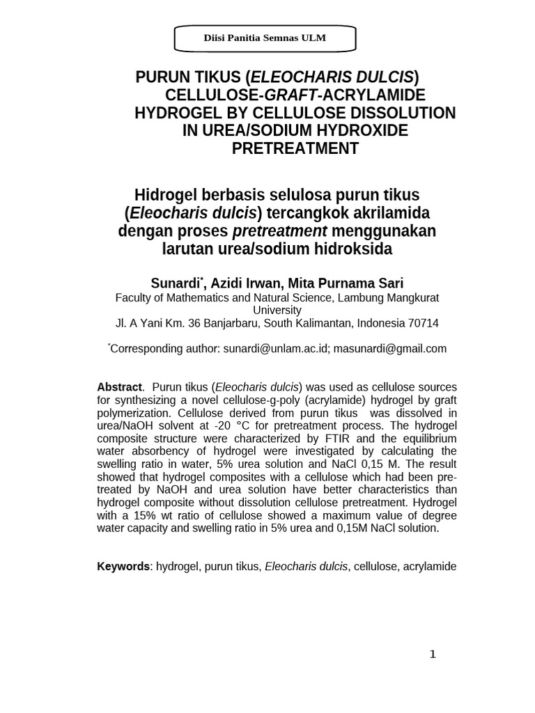 Hydrogel Purun Tikus | PDF