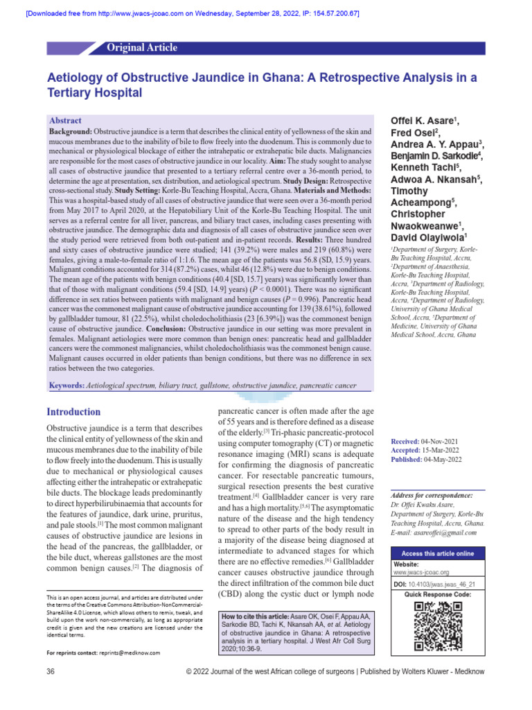 Obstructive Jaundice, Obstruction, Bile Duct | PDF | Clinical Medicine ...