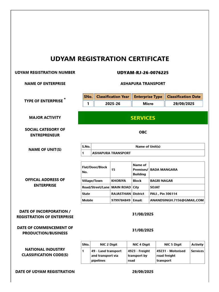 Print - Udyam Registration Certificate | PDF | Economies