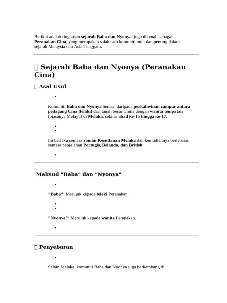 Sejarah Baba dan Nyonya di Malaysia | PDF