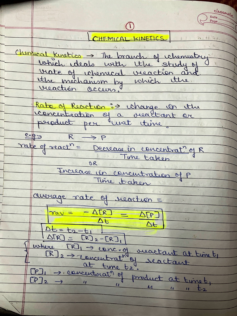 Chemical Kinetics - Notes | PDF