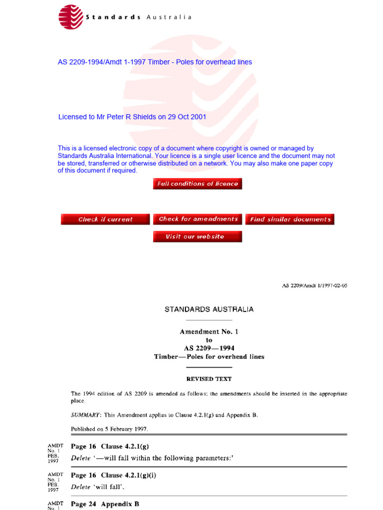 AS 2209 Timber Poles License Agreement | PDF