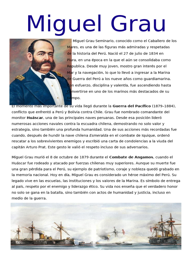 Miguel Grau: Héroe del Perú y Humanidad | PDF