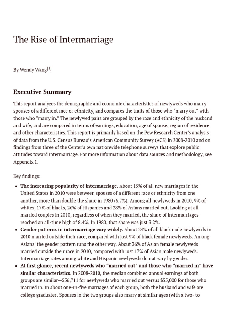 Intermarriage Trends in the U.S. | PDF | Society Of The United States ...