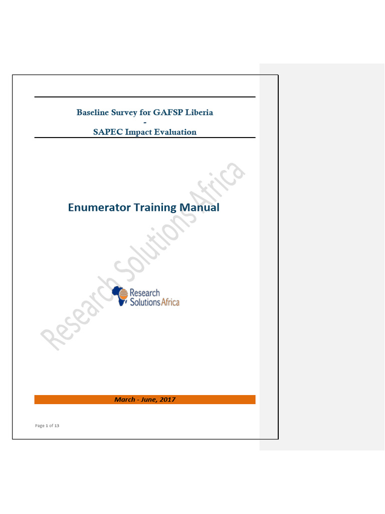Libera Gafsp Sapec Enumerator Training Manual v01 Annex 3 | PDF ...