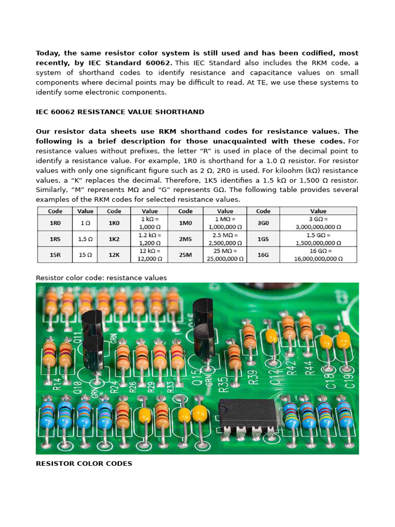 IEC 60062 Resistor Color Code Guide | PDF | Resistor | Electromagnetism