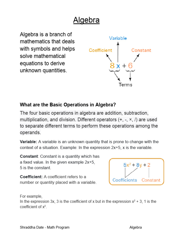 Understanding Basic Algebra Concepts | PDF