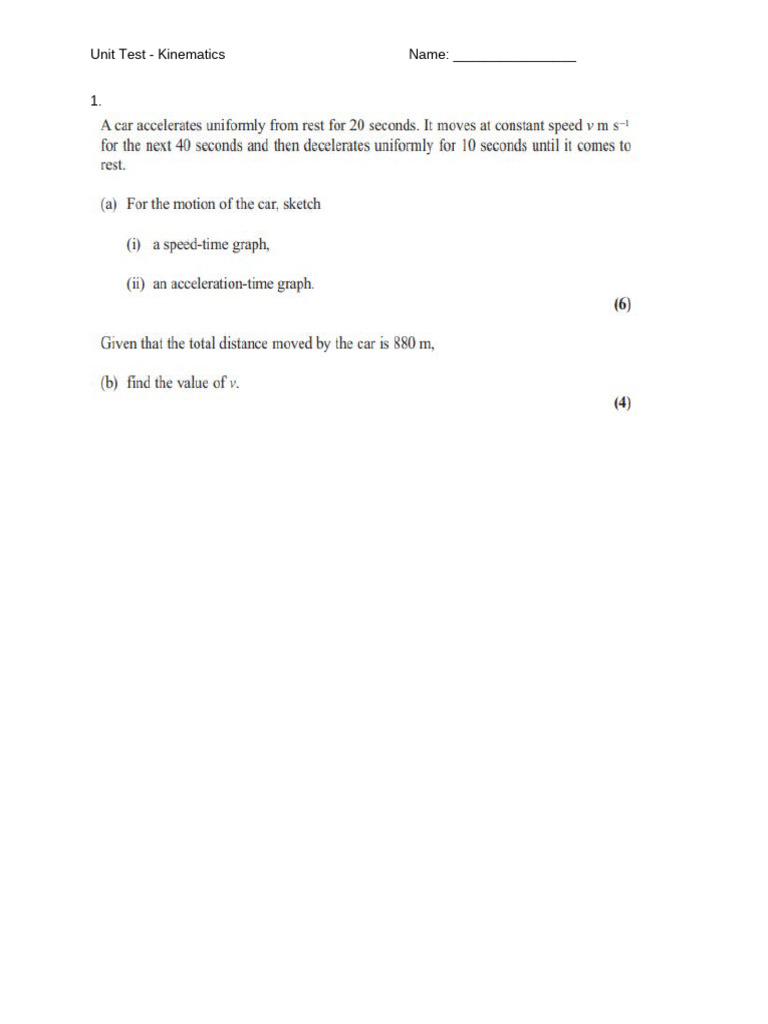 Test 1 - Kinematics | PDF