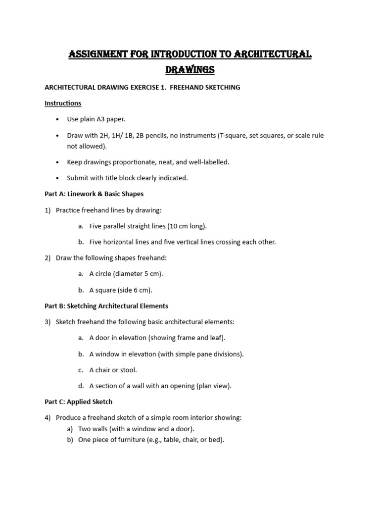 Architectural Drawing Assignment Guide | PDF | Drawing