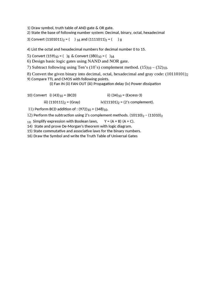 Logic Gates and Number System Conversions | PDF