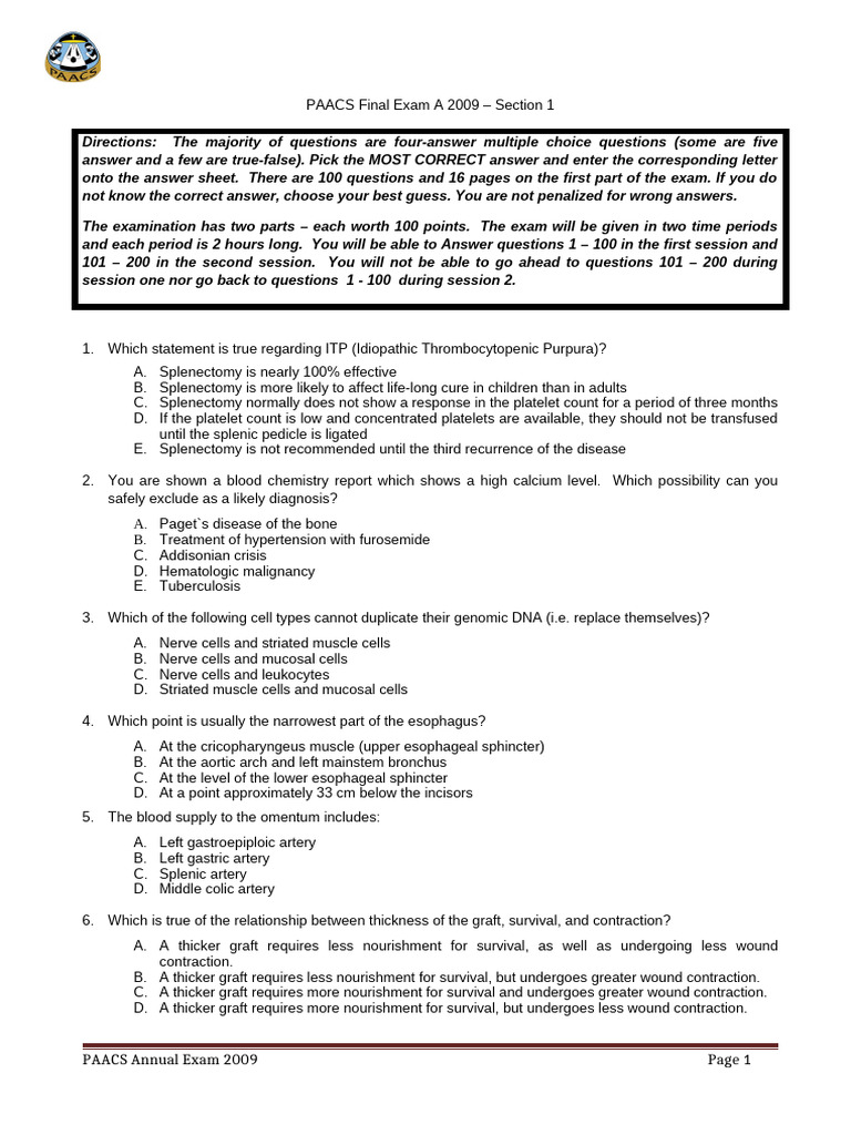 PAACS 2009 Final Exam Overview | PDF | Shock (Circulatory) | Metabolism