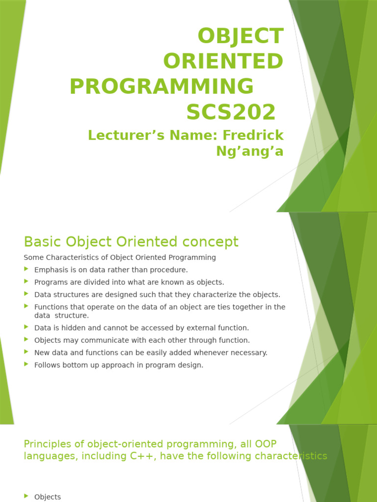 SCS 202 Presentation | PDF | Object Oriented Programming | Class (Computer Programming)