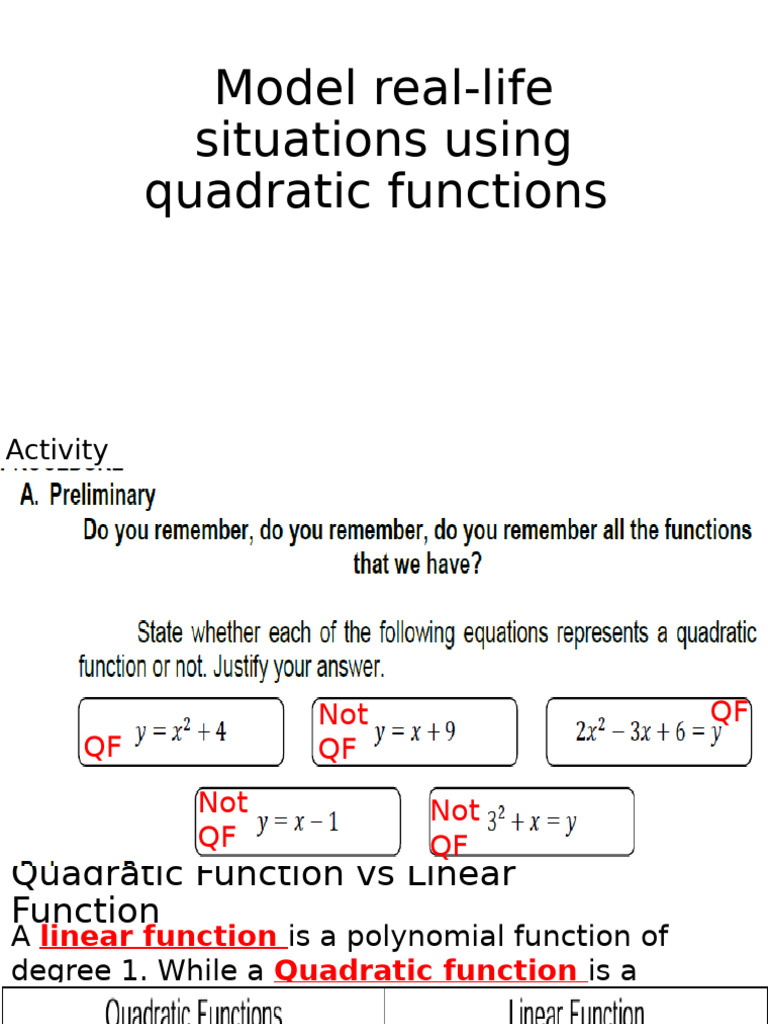 Introduction to Quadratic Function | PDF | Function (Mathematics ...