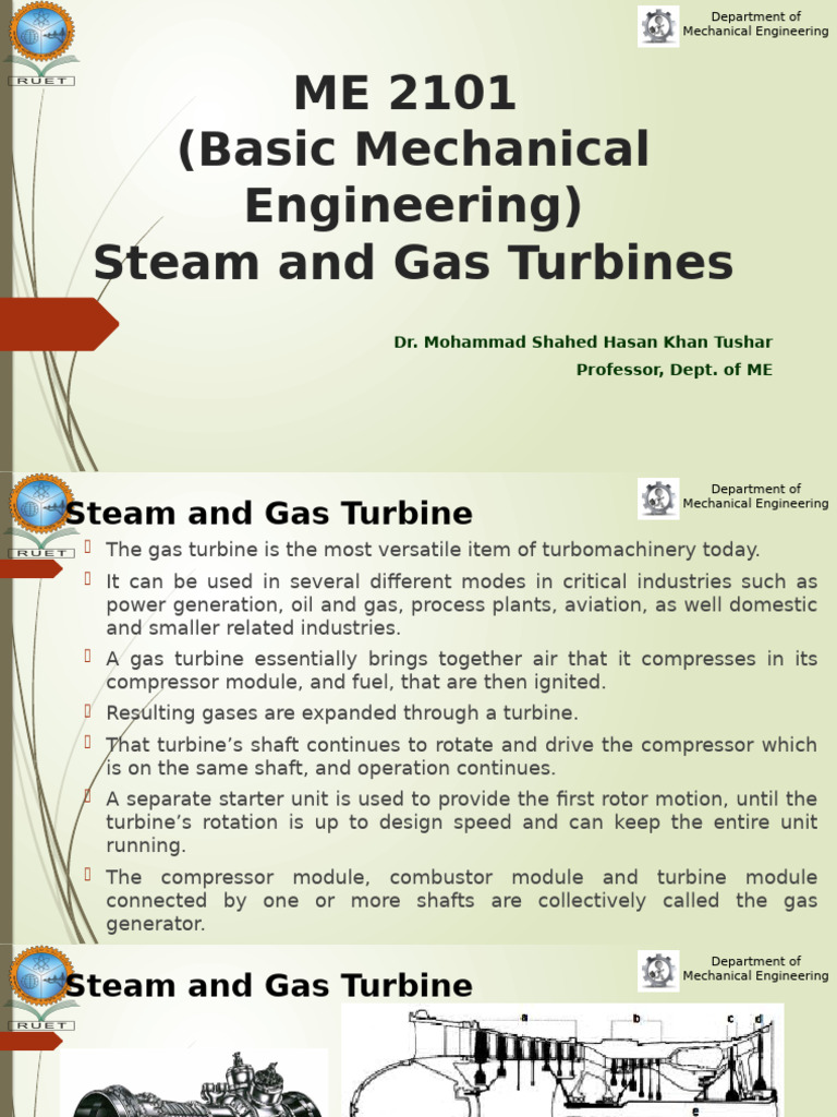 Overview of Steam and Gas Turbines | PDF | Gas Turbine | Steam