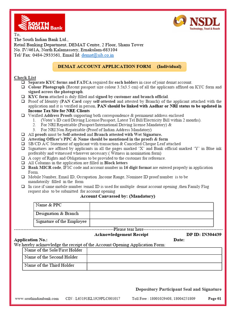 NSDL Demat Account Opening Guide | PDF | Identity Document