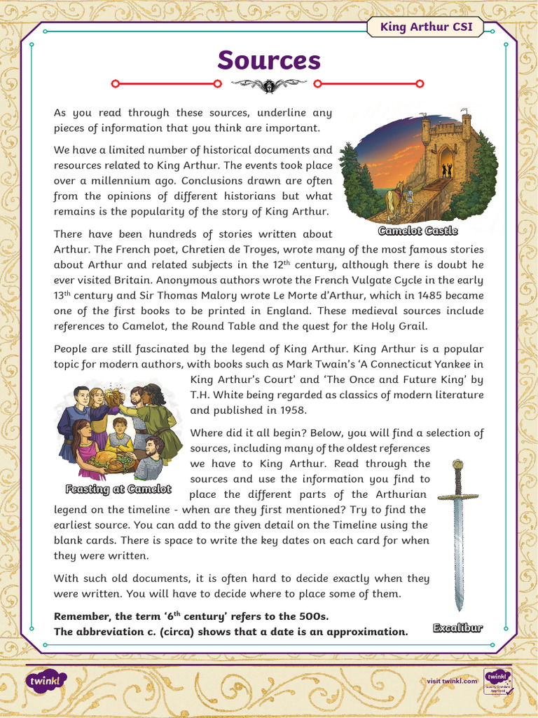 Sources | PDF | King Arthur | Arthurian Literature