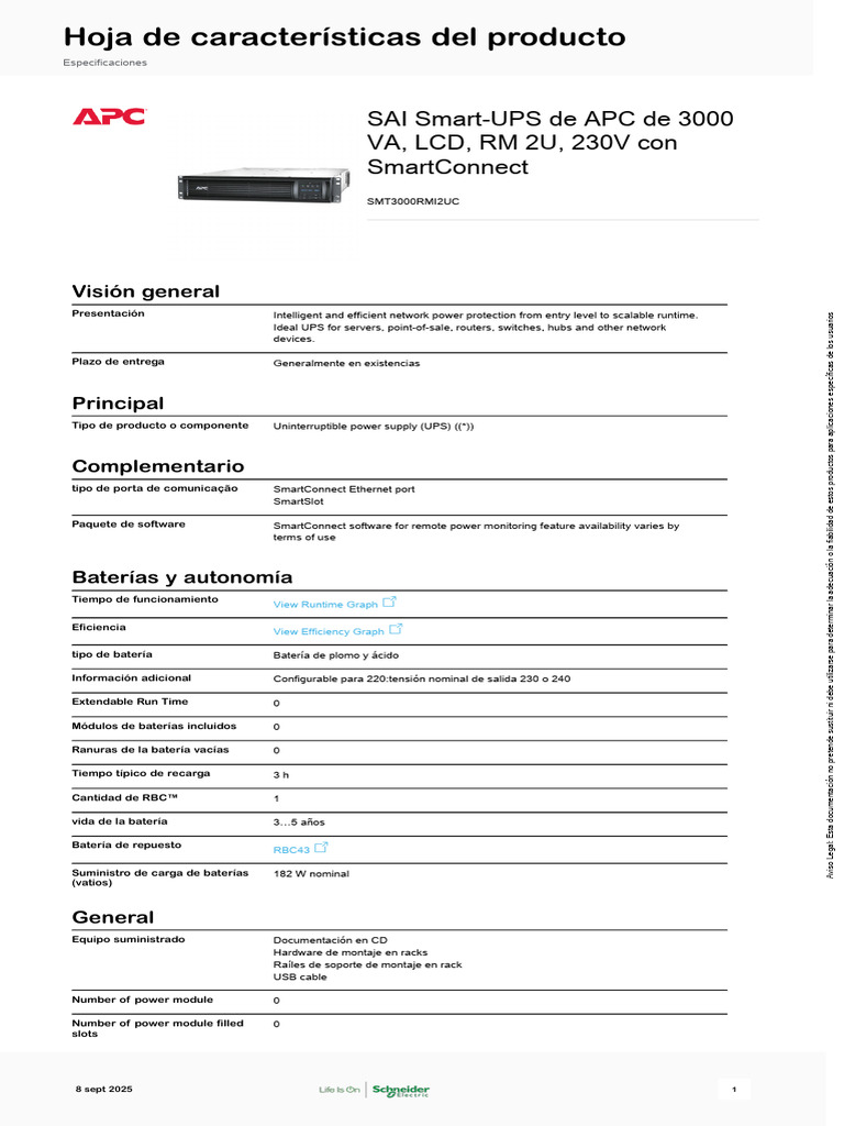 Schneider Electric APC-SmartUPS SMT3000RMI2UC | PDF | Residuos