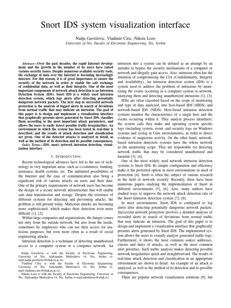 Snort IDS System Visualization Interface | PDF | Computer Network ...