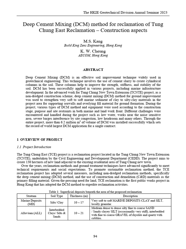 (E) 2023 - Deep Cement Mixing (DCM) Method For Reclamation of Tung ...