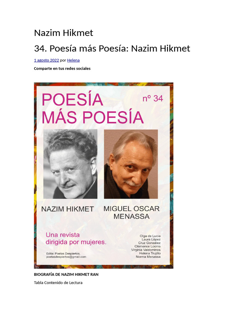 Biografía de Nazim Hikmet | PDF