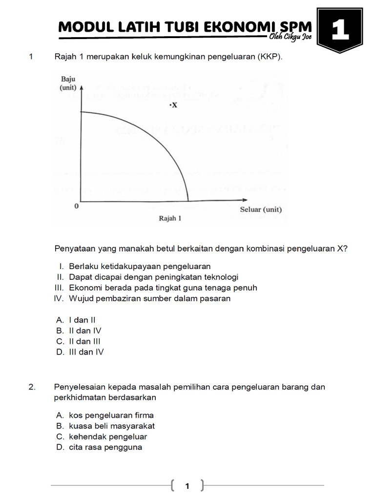 Modul Latih Tubi Ekonomi SPM 01 | PDF
