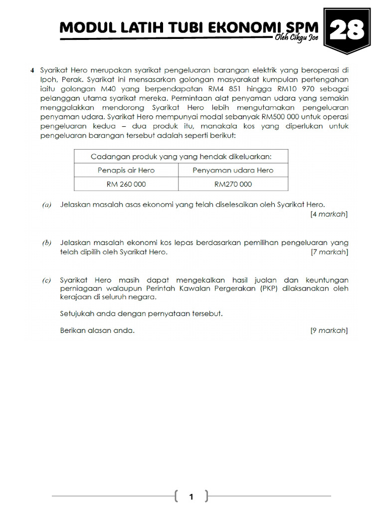 Modul Latih Tubi Ekonomi Spm 28 | PDF