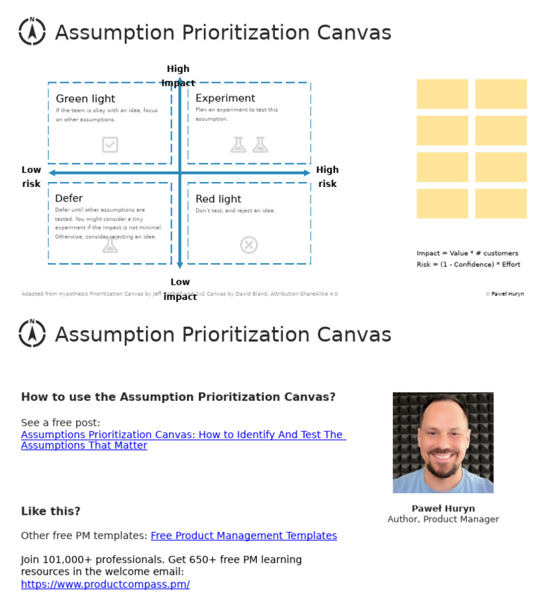(PM) Assumption Prioritization Canvas | PDF