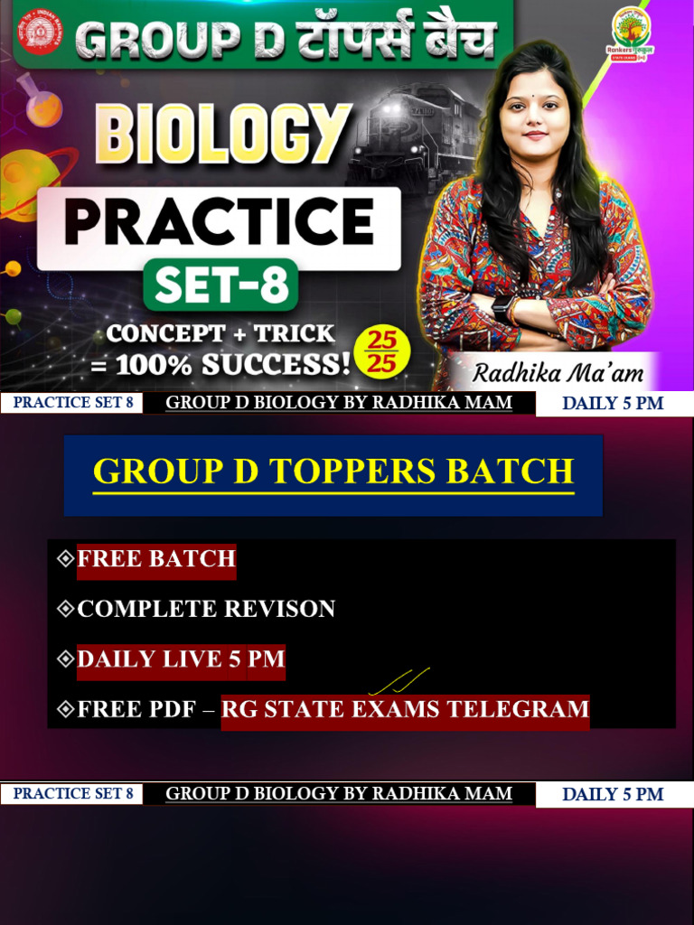 Group D Biology Practice Set 8 by Radhika Mam | PDF | Tissue (Biology ...