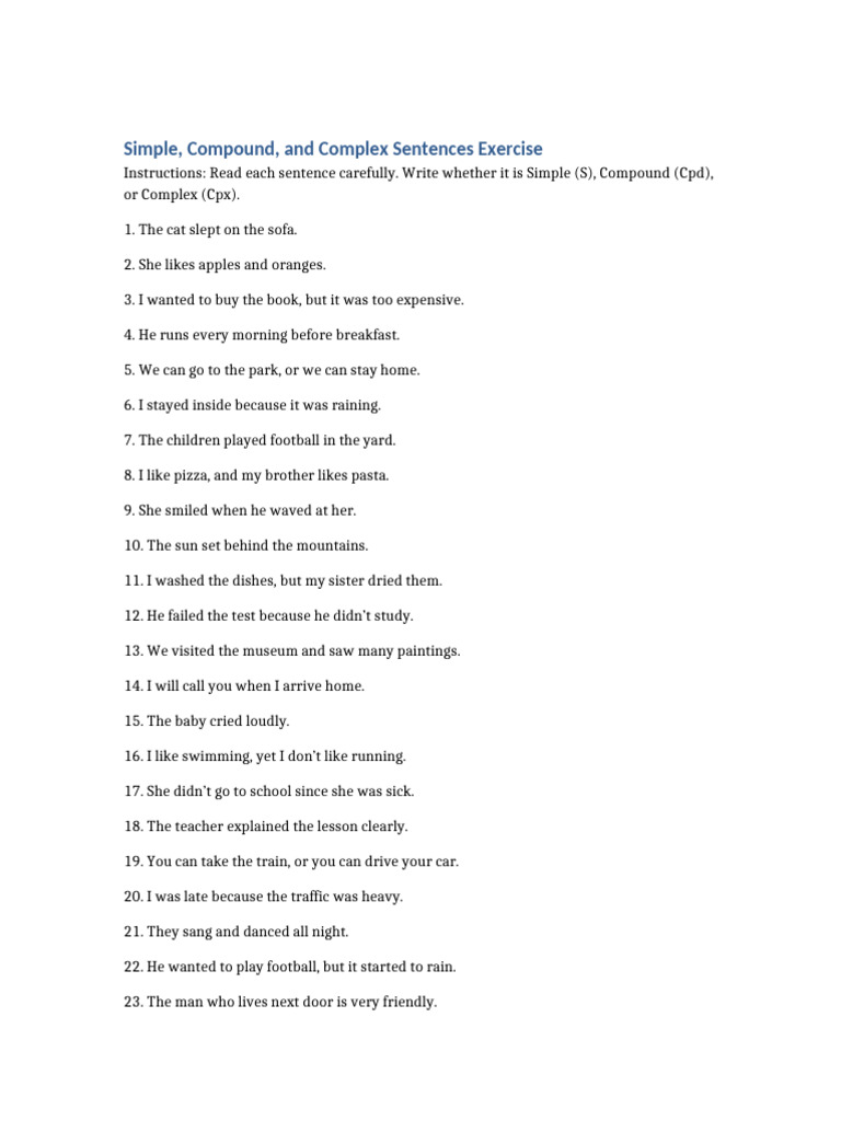 Sentence Structure Exercise Guide | PDF