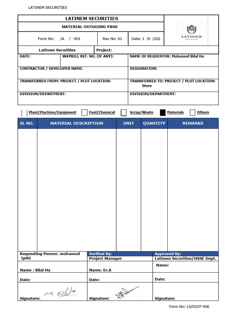 VCC Outgoing Pass 003 | PDF