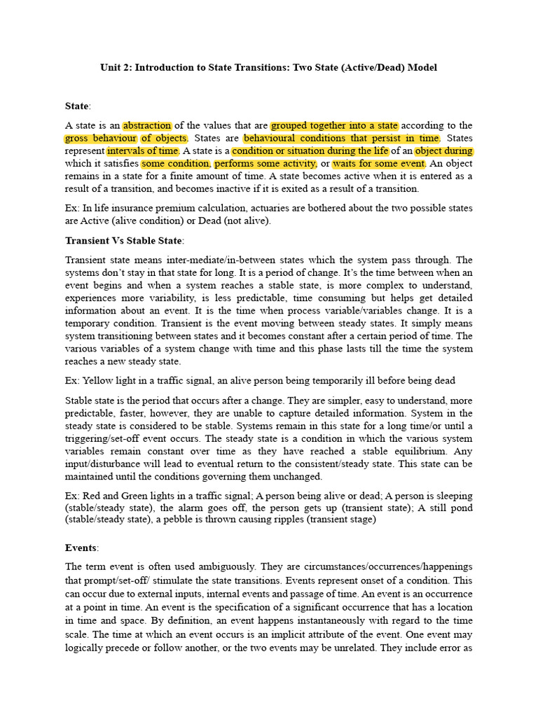 State Transitions: Active/Dead Model Explained | PDF | Insurance ...