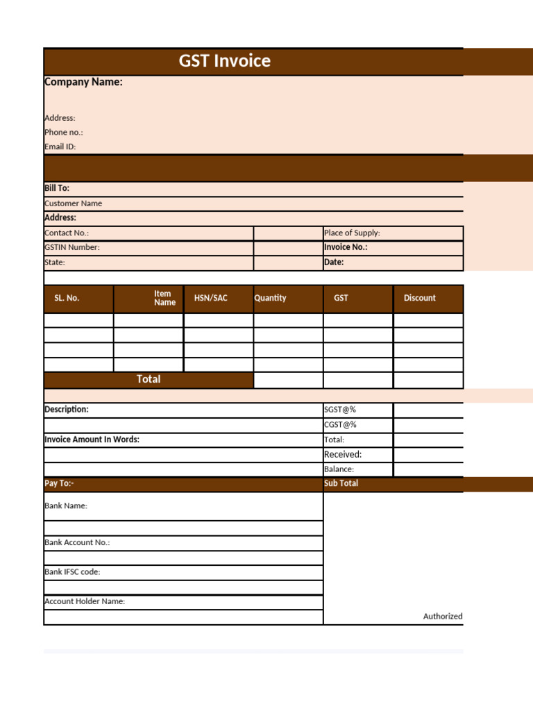 GST Invoice Template for Businesses | PDF