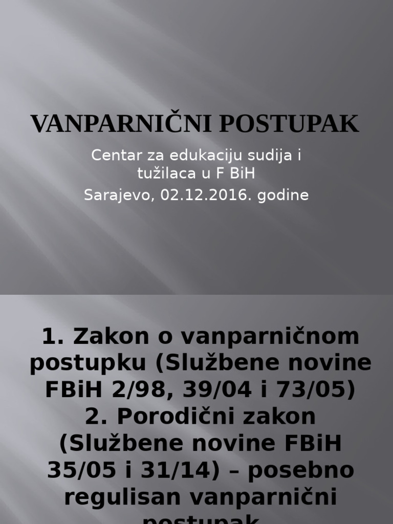 Vanparnični Postupak - Prezentacija | PDF