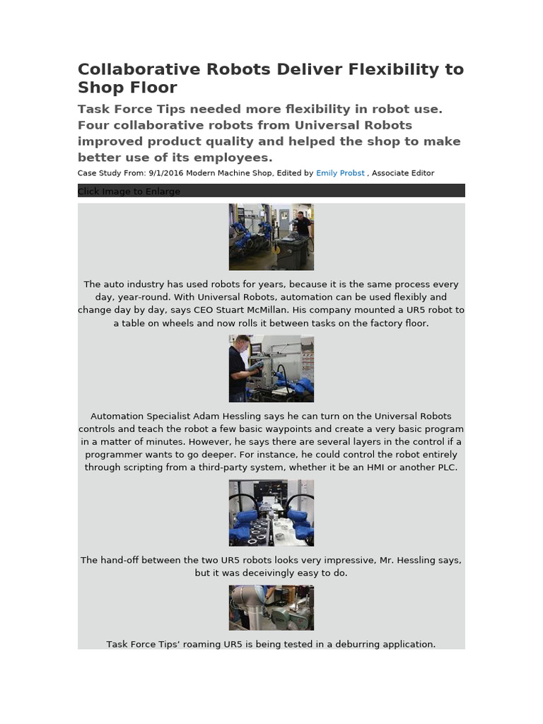 Collaborative Robots Enhance Flexibility | PDF | Robot | Robotics