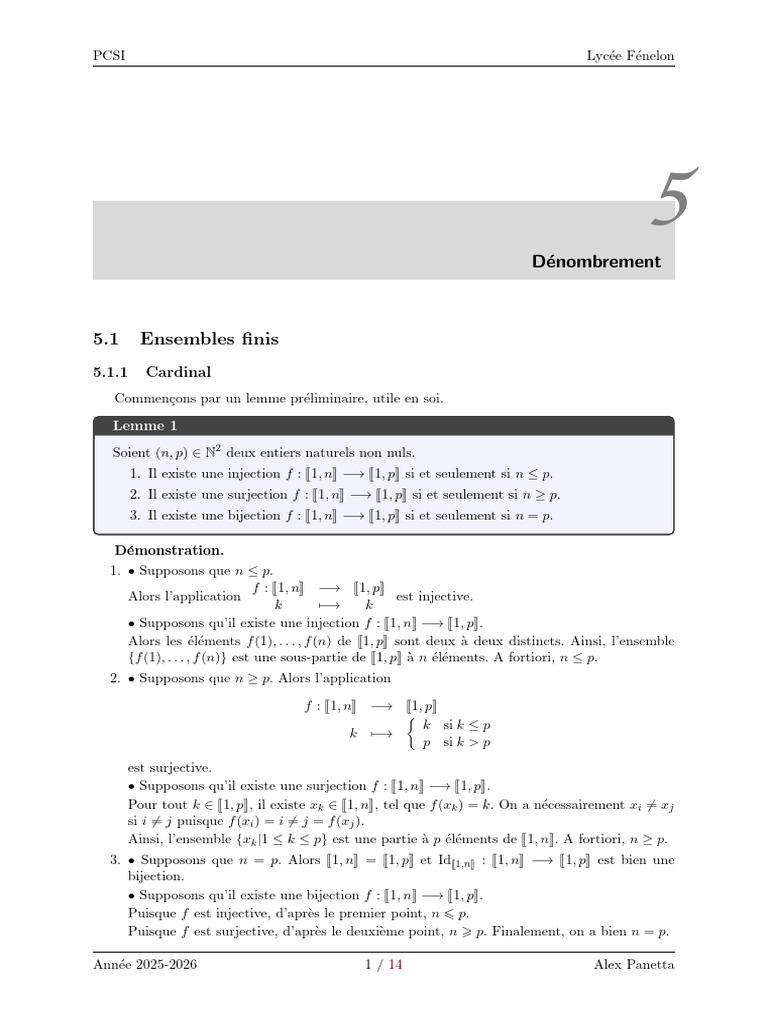 Cardinalité et propriétés des ensembles finis | PDF | Permutation ...
