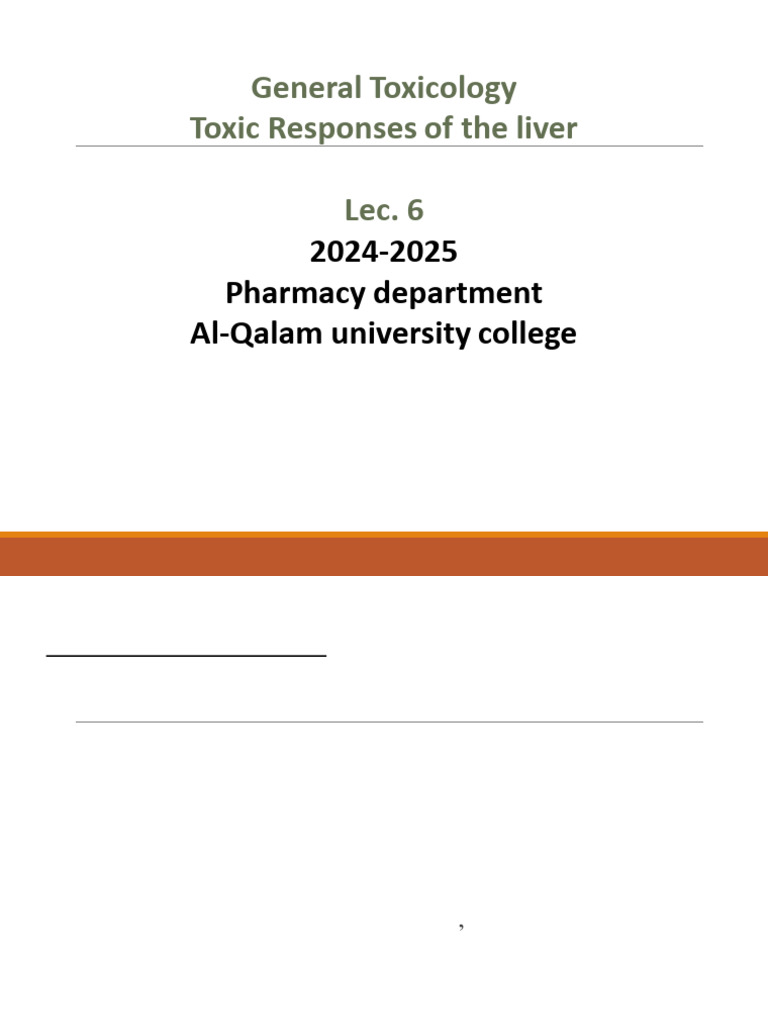 Lec-6-Toxic Responses of The Liver | PDF | Acetylcholine | Liver