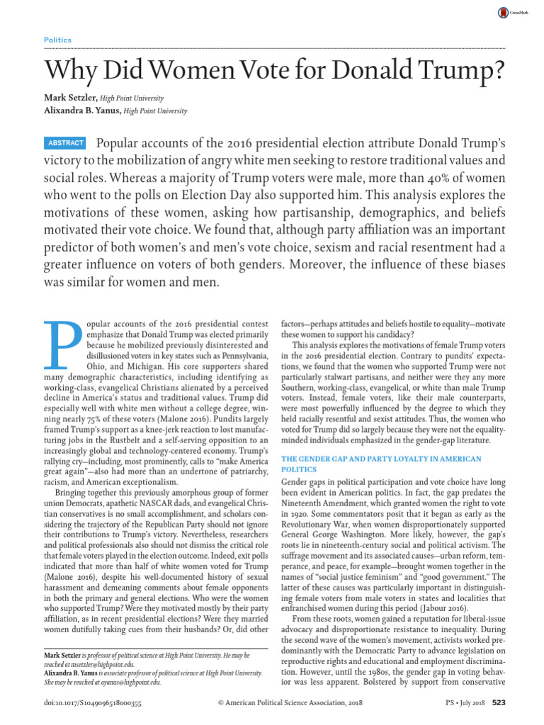 Why Did Women Vote For Donald Trump | PDF | American Government ...