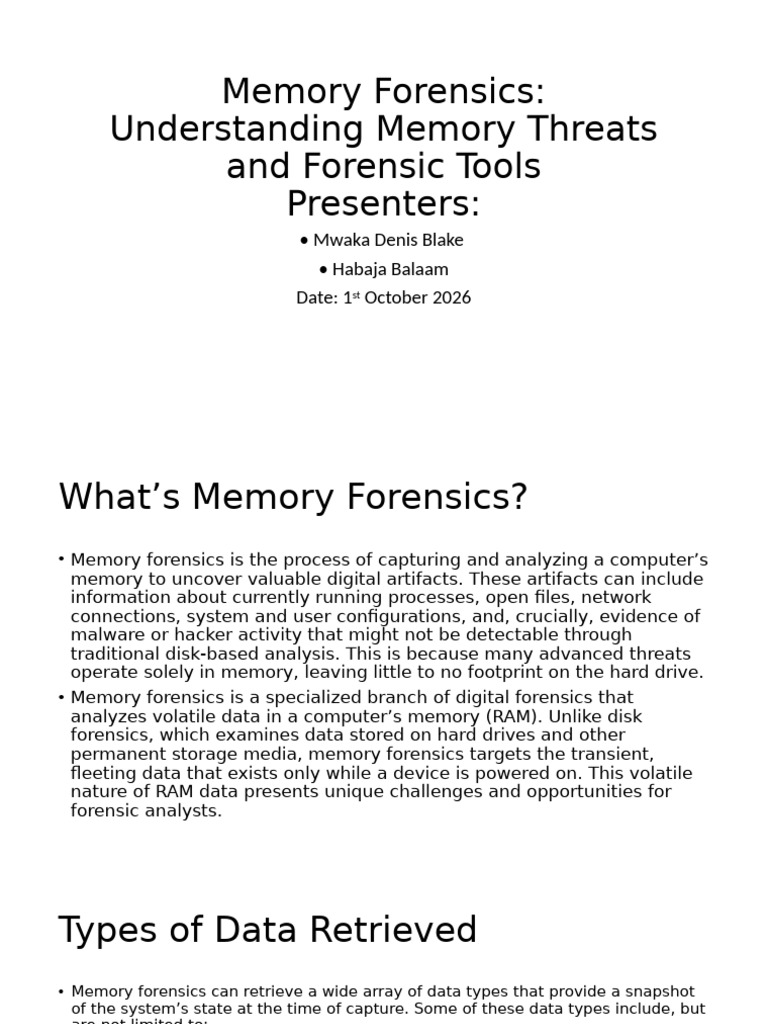 Memory Forensics: Tools & Threats Explained | PDF | Computer Data ...