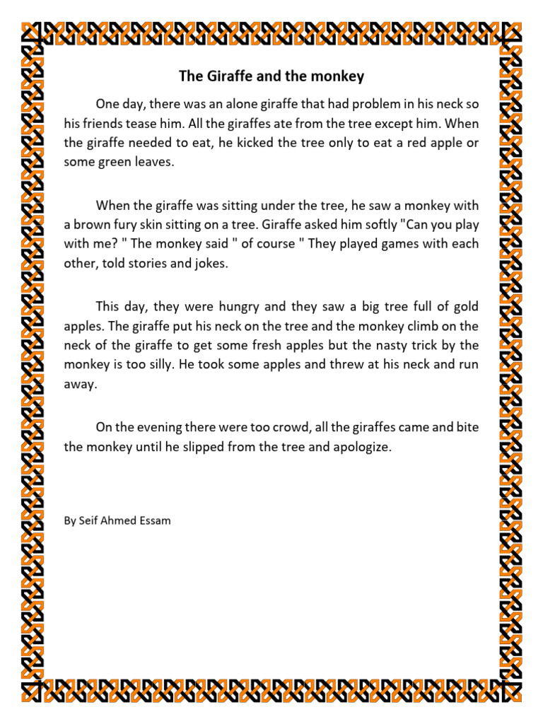 Giraffe and Monkey: A Playful Tale | PDF