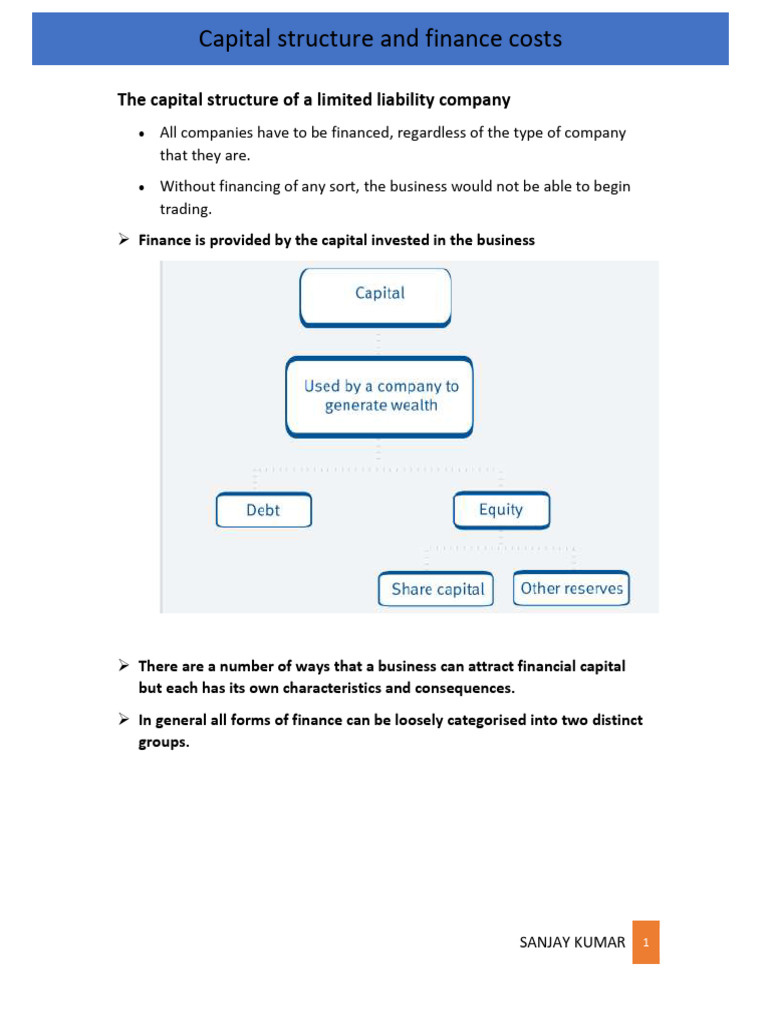 Capital Structure and Finance Costs Explained | PDF | Dividend | Equity ...